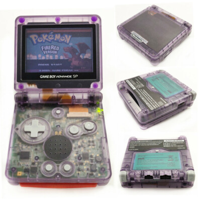 Clear Purple Game Boy Advance SP Console AGS 001 Front light LCD GBA SP ...