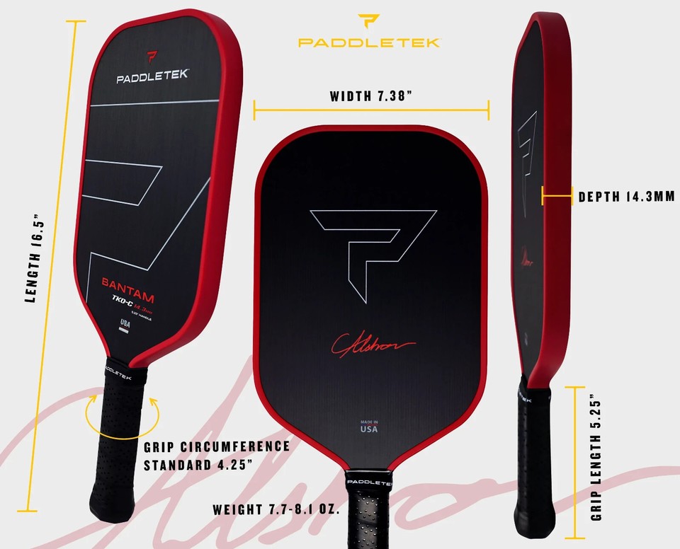 Paddletek Bantam TKO-C 14.3mm Pickleball Paddle Carbon Christian Alshon ...