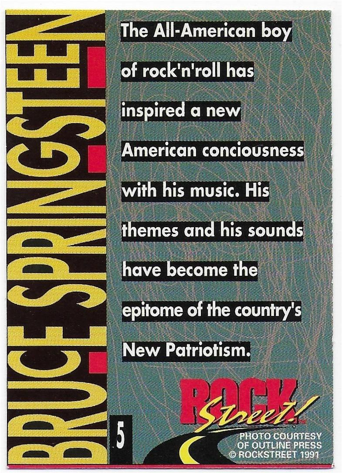 BRUCE SPRINGSTEEN CARD ROCKSTREET MAGAZINE GOLD FOIL 1991 | eBay