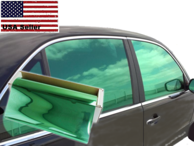 One Way Mirror Film Reflective UV Window Color Tint (Green, 40" x 10 ...