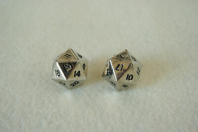 Metal Dice Set: Lot of 2x d20 (Silver Color) | eBay