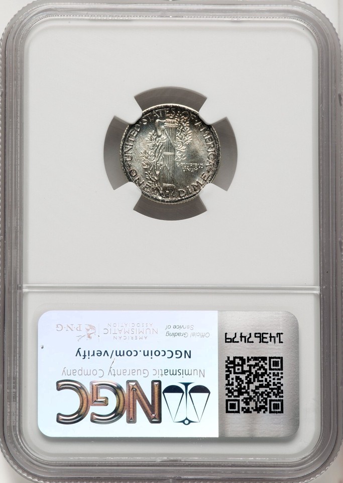 1941-S Silver 10C Mercury Dime NGC MS68 Full Bands High Grade Lustrous ...