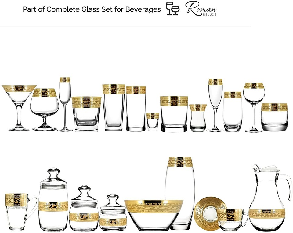 Brandy Glasses Set of 6 with Modern Gold Rim and Stable Stem Gift Set ...