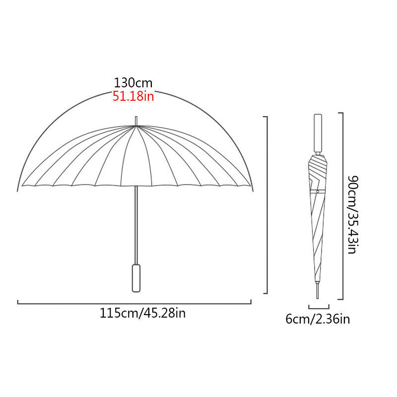 24 Ribs Umbrella Classic Large Umbrellas Strong Stormproof Windproof ...