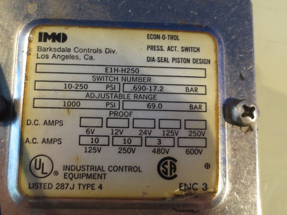 IMO ECON-O-TROL SWITCH E1H-H250 10-250 PSI | eBay