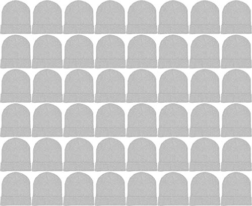 48 Pack Winter Beanies, Bulk Cold Weather Warm Knit Skull Caps, Mens ...