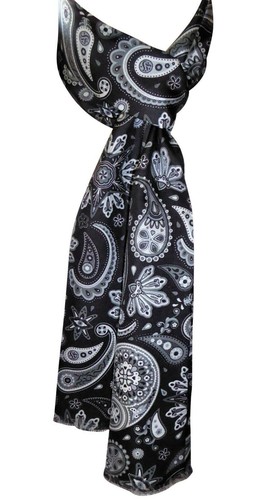 SUPERNOVA SCARVES Black Tonal Paisley Pure Silk Mod Scarf 60s Liam Oasis Scooter | eBay UK