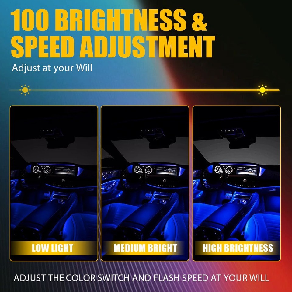 Car Neon LED Light Glow Trim Optic Fiber Strip Interior Ambient ...