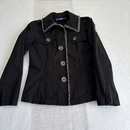 Burberry Blue Label Jacket. Black With Houndstooth Trim. Sz 38 | eBay UK