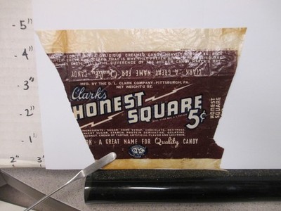 candy bar wrapper 1940s HONEST SQUARE Clark Pittsburgh 2 oz 5 cents | eBay
