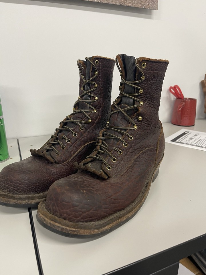 JK Boots O.T. work boots in shrunken bison leather Size 12.5 D Steel ...