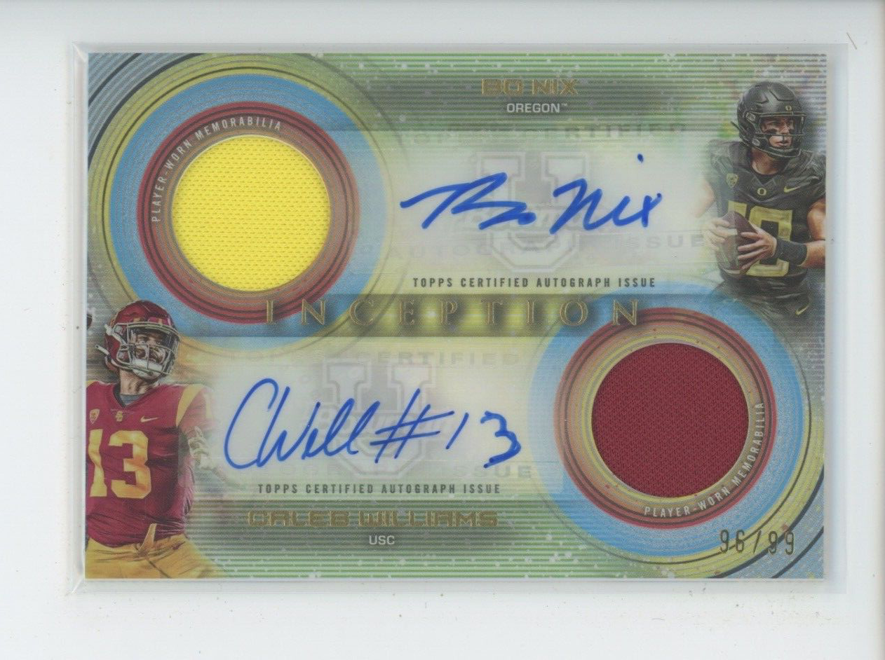 CALEB WILLIAMS BO NIX AUTO JERSEY PATCH RC /99 2022-23 BOWMAN U ...