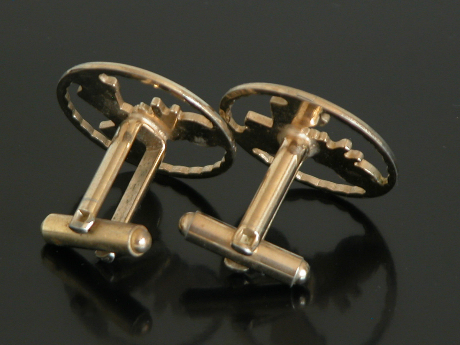 Vtg Ford Model T Antique Car Gold Tone Cuff Links - Gem