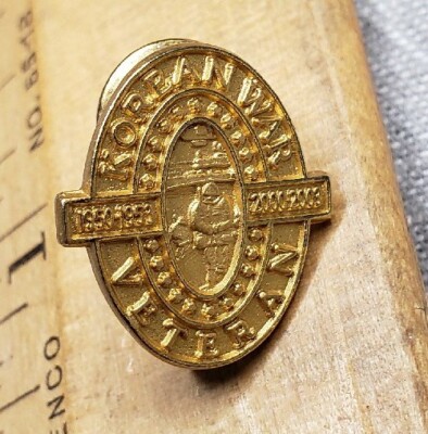 Vintage Korean War Veteran Pin Gold Tone 1950-1953 2000-2003 50th H21 ...