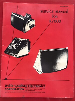 Original Arcade Manual: WELLS-GARDNER K7000 MONITOR | eBay