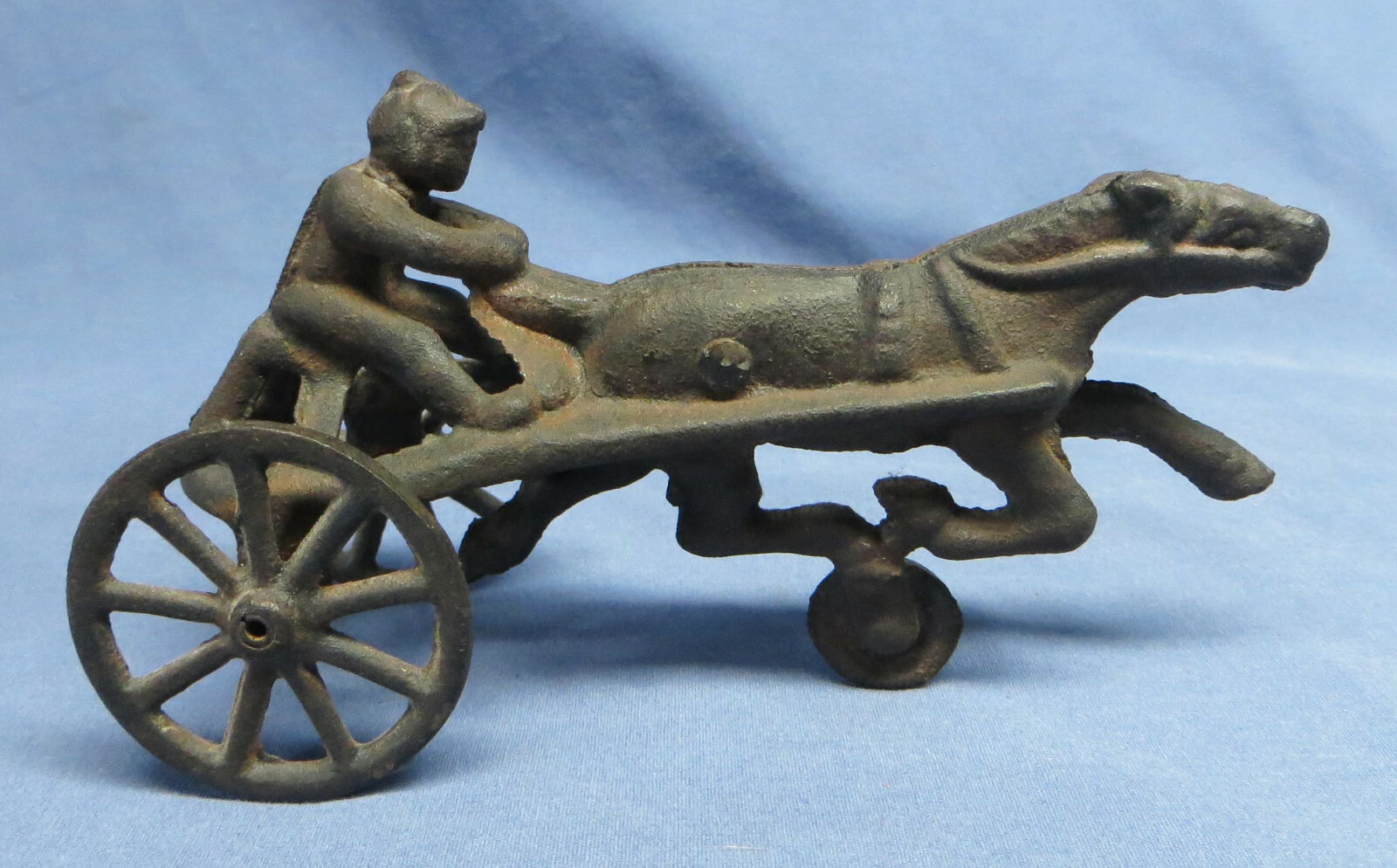 Antique Vintage Cast Iron Horse Drawn Toy Jockey And Sulky VGC! | eBay