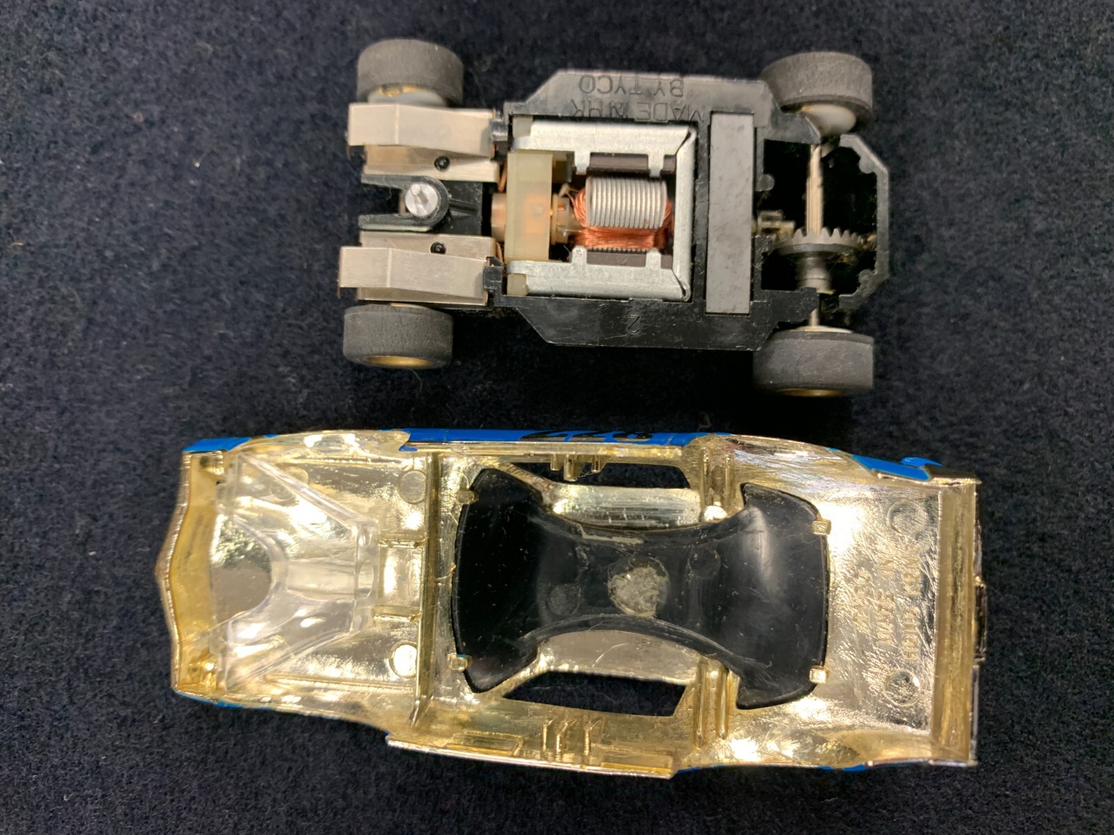 TYCO 1979 CHEVY CAMARO Z28 HO SLOT CAR BLUE/CHROME GOLD HP7 MINT UNUSED ...