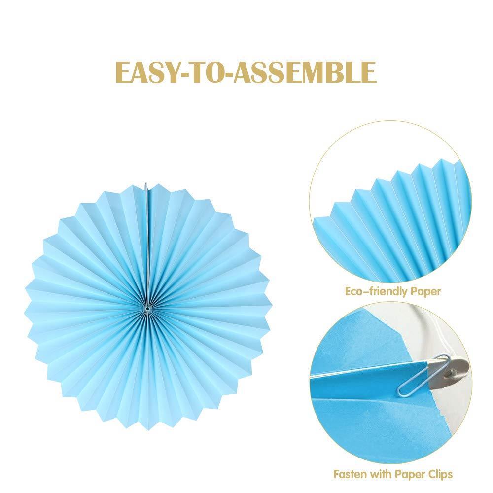 Blue Paper Fans Party Decorations 6pcs Set Birthday Wedding Hanging ...