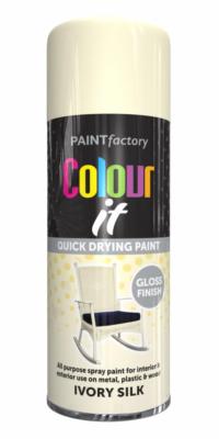 x2 Paint Factory Multi-Purpose Colour It Spray Paint 400ml Ivory Silk ...