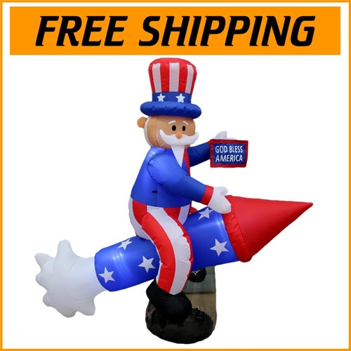 6-Foot Inflatable Uncle Sam with LED Lights for 4th of July Celebration ...