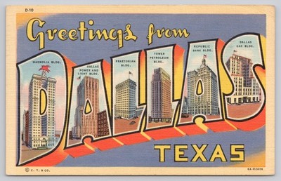Dallas Texas, Greetings From Large Letter Multi-Scene 1942 TX Postcard ...