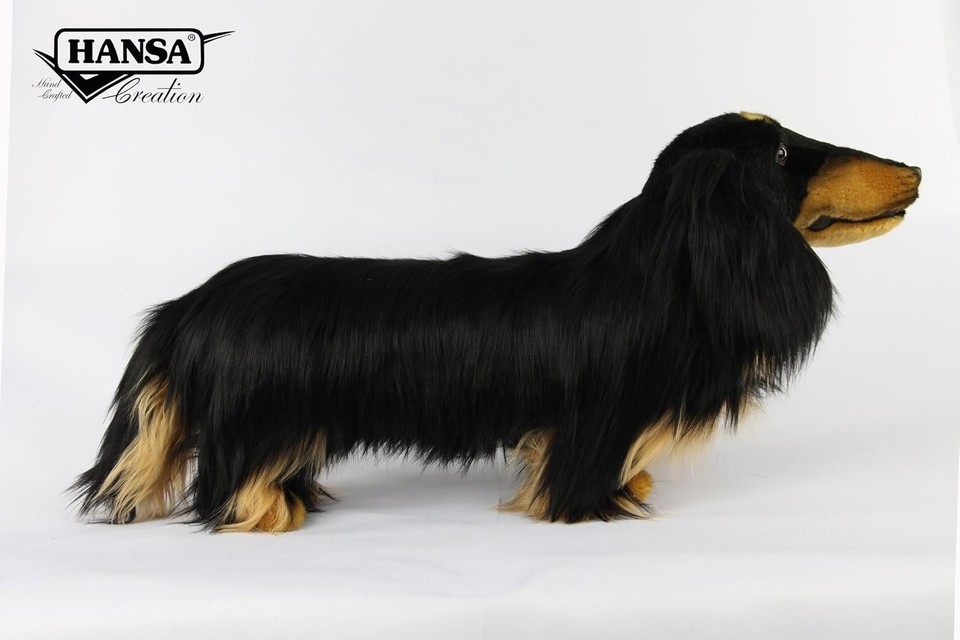 HANSA Miniature Dachshund Dog Long Hair Stuffed Doll Plush Toy acrylic ...