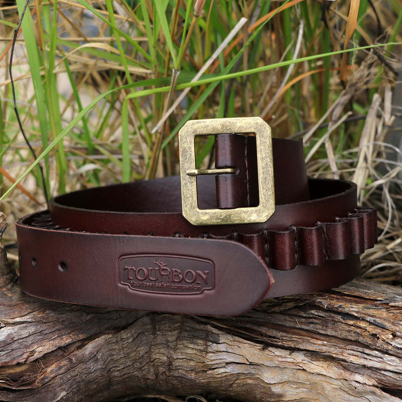 TOURBON .38/357/9mm Cartridges Waist Belt Ammo Bullets Holster Leather ...