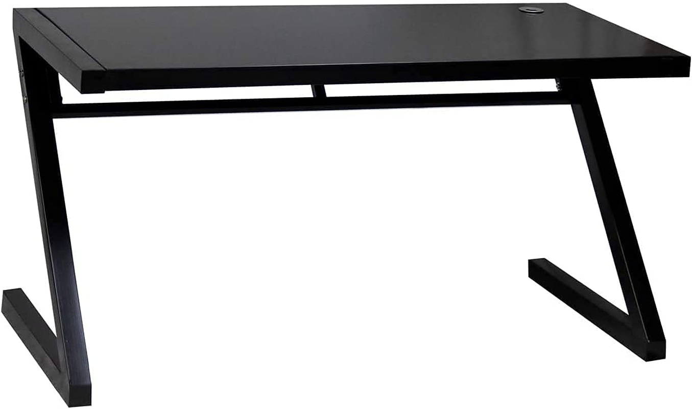 55'' Z Shape Computer Desk Tempered Glass Table Modern Office Desk ...