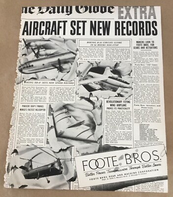 Foote Bros 1949 vintage print ad 40s art retro home decor aircraft ...