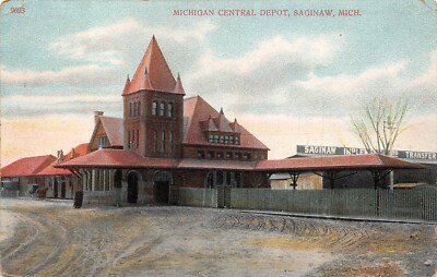 SAGINAW, MI ~ MICHIGAN CENTRAL RAILROAD DEPOT ~ used 1909 | eBay