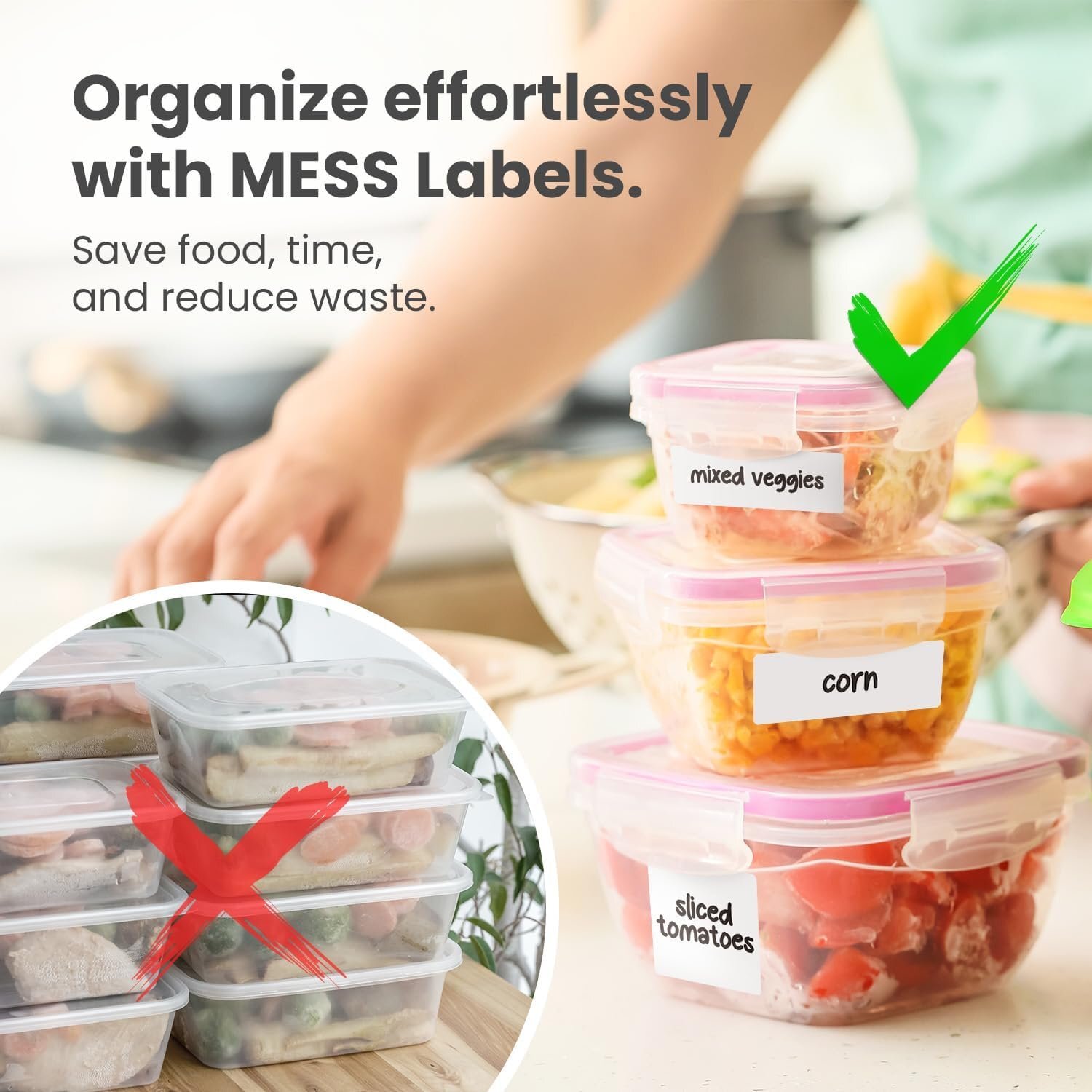 MESS Erasable Labels for Kitchen - 96/Pack White Stickers - 1x3 in ...