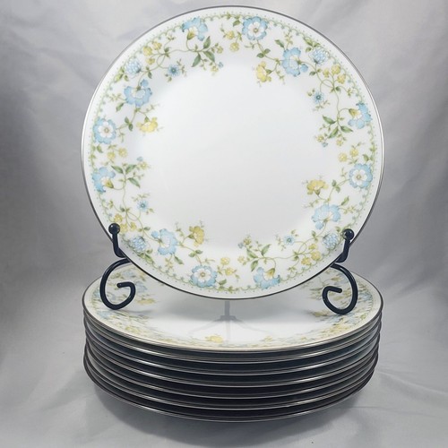 Vintage Noritake Flourish Salad Plate 8pc Set Blue Yellow Flowers ...