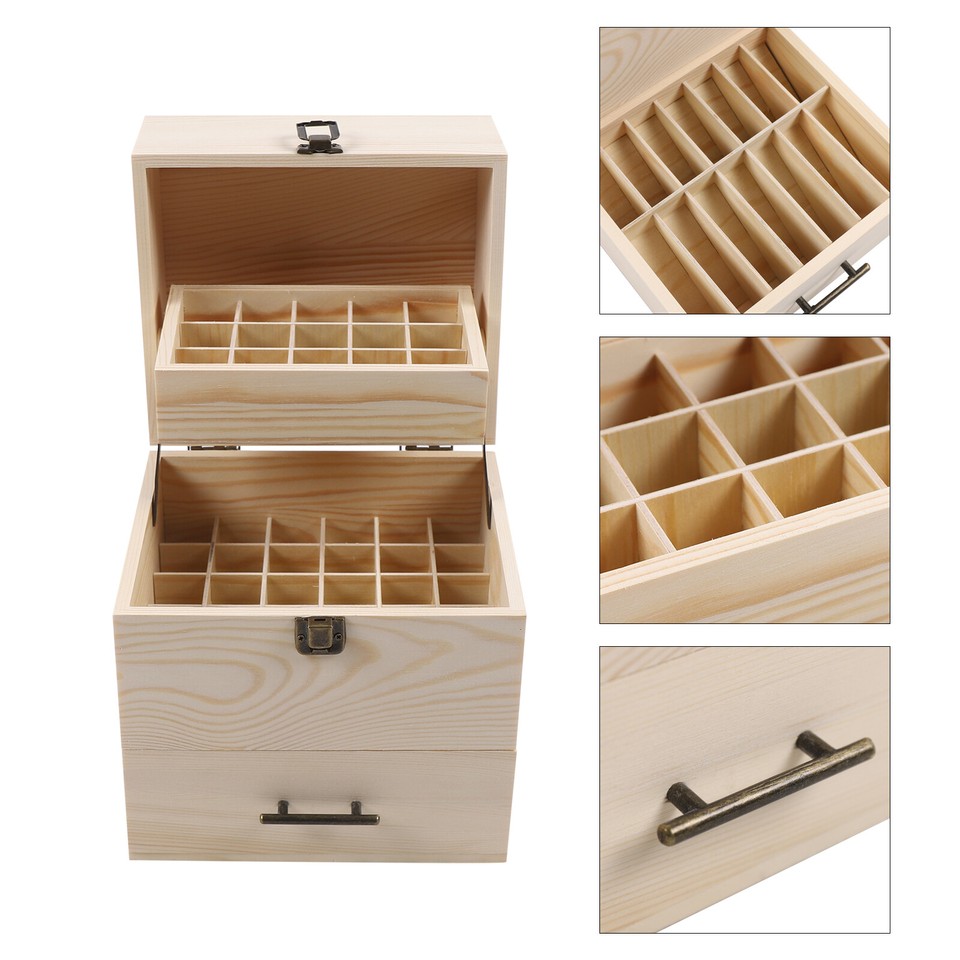 3 Tiers Essential Oil Storage Box, Display Case Wood Container ...