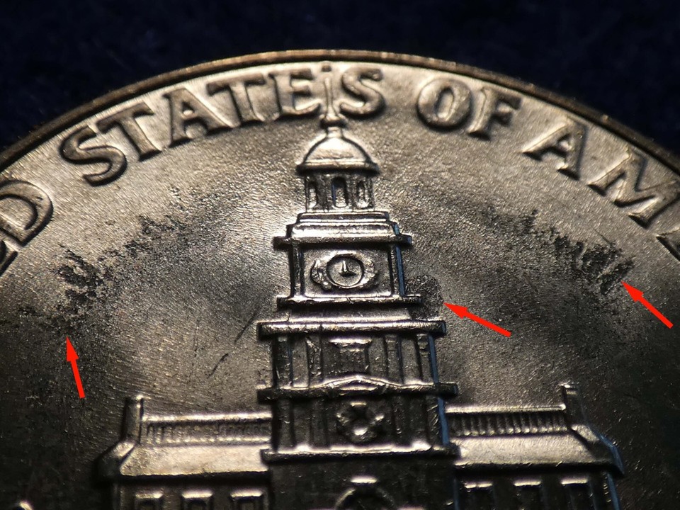 1976 Bicentennial Kennedy Half Dollar BU Struck Through Grease Error ...