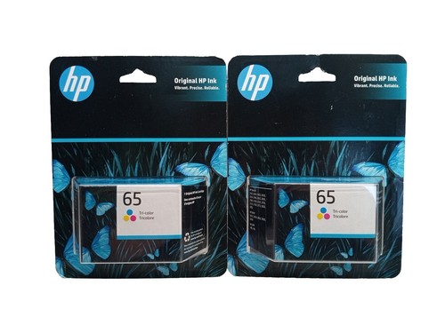 2 HP 65 Tricolor Ink Cartridge Genuine New OEM Sealed Boxes Exp: 05/ ...