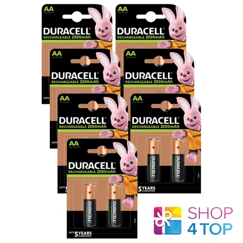 14 Duracell AA Rechargeable 2500mAh batteries 1.2V HR6 Nimh 2BL Mignon ...