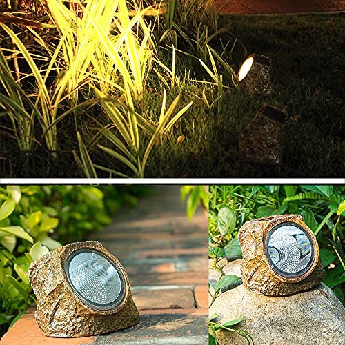 Solar Garden Rock Lights Outdoor 2 Pack 10 Led Waterproof Solar Powered ...