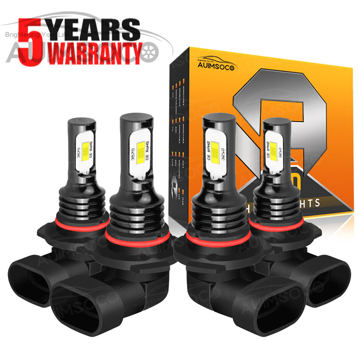 9005 H11 LED Headlights Kit Combo Bulbs 10000K High Low BEAM Super ...