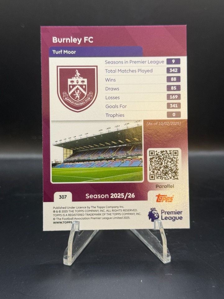2025-26 Topps Premier League EPL Burnley Badge Crest /75 Team | eBay