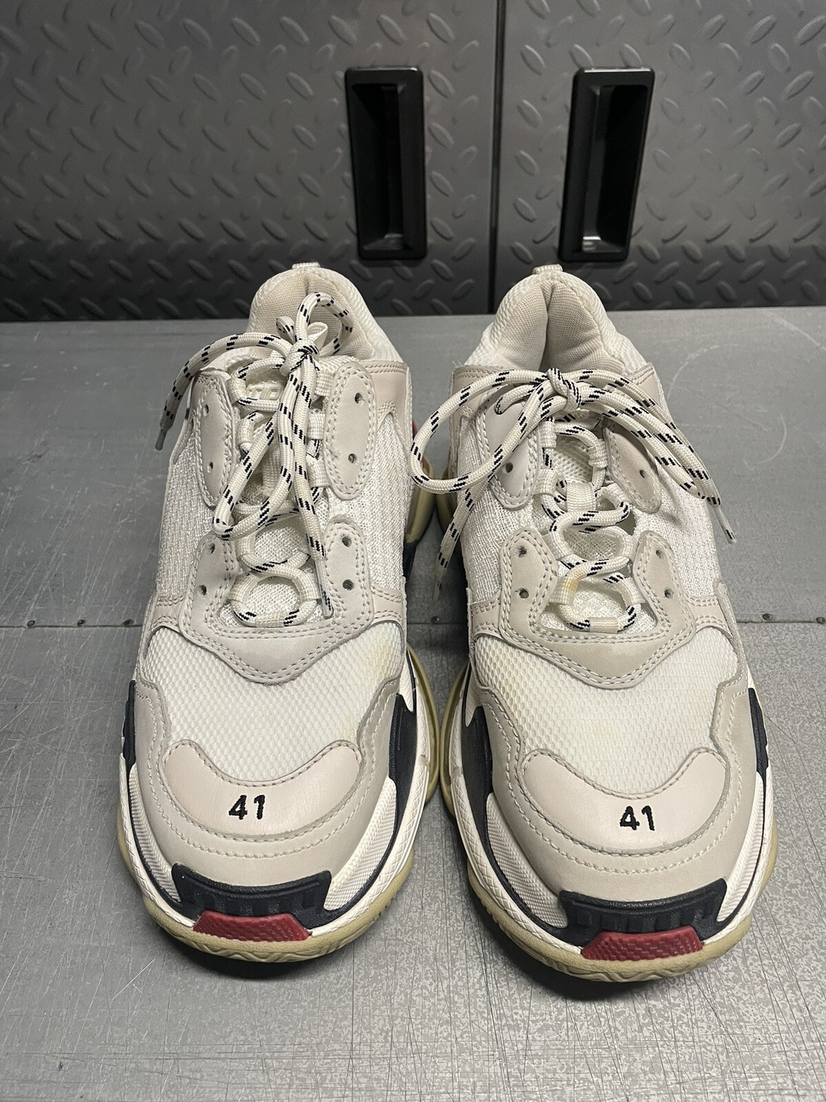 Balenciaga Triple S White Black Red Men Size 8 - Gem