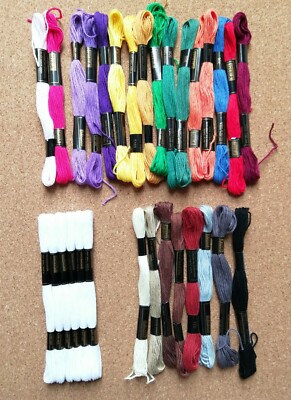 6 Skeins Trebla Embroidery Thread x 8 metres 6 strand, various colours ...