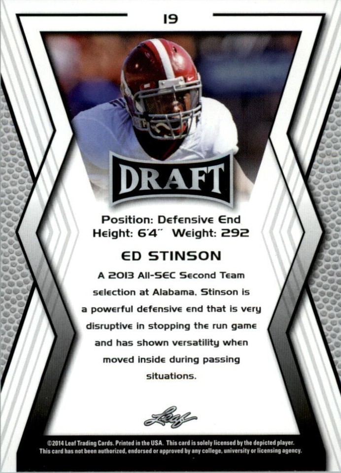 2014 Leaf Draft Football #19 Ed Stinson | eBay