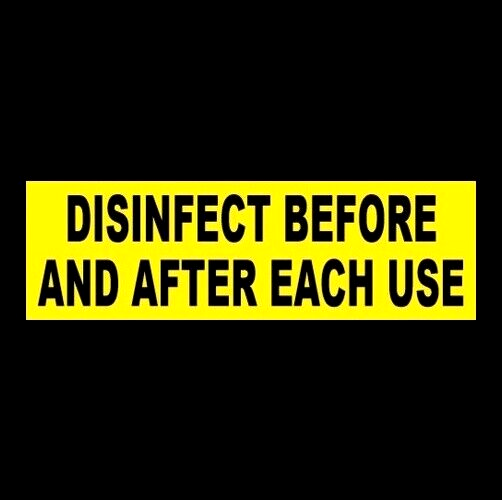 "DISINFECT BEFORE AND AFTER EACH USE" business WARNING STICKER decal ...