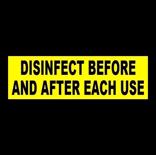 "DISINFECT BEFORE AND AFTER EACH USE" business WARNING STICKER decal ...