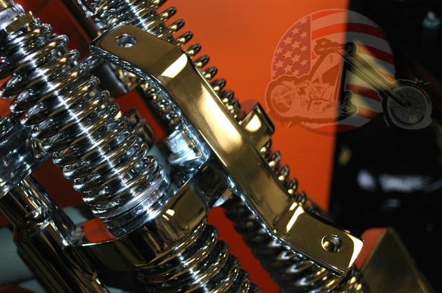 Chrome Dual Headlight Mount Springer Chopper Harley Paughco Ironhead ...