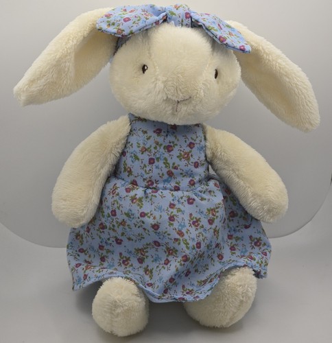 Baby Ganz Blossom Bunny Stuffed Animal Plush Blue Flower Dress White ...