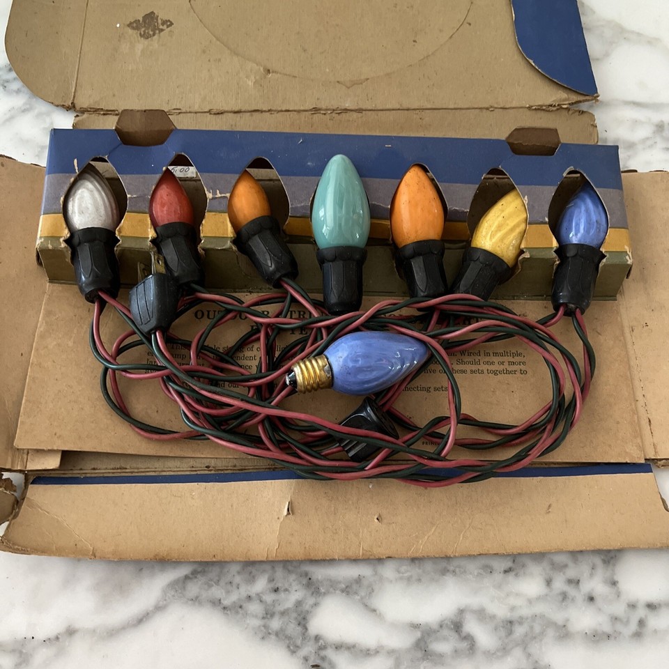 Vintage Christmas Sterling Multicolored Christmas String Lights Work | eBay