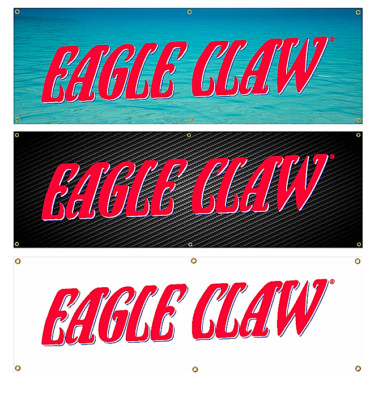 EAGLE CLAW HOOKS LURES FISHING BANNER BASS BOAT MAN CAVE DECAL STICKER ...