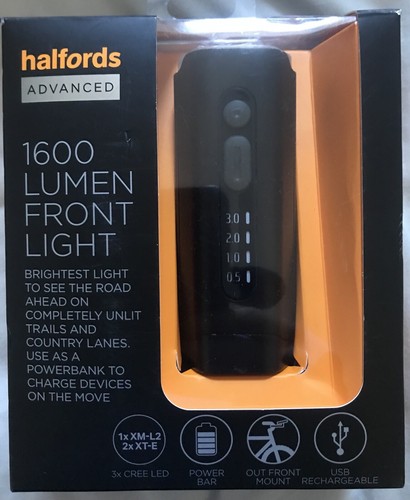 Fully Working Halfords Advanced 1600 Lumen Front Bike Light Boxed ...