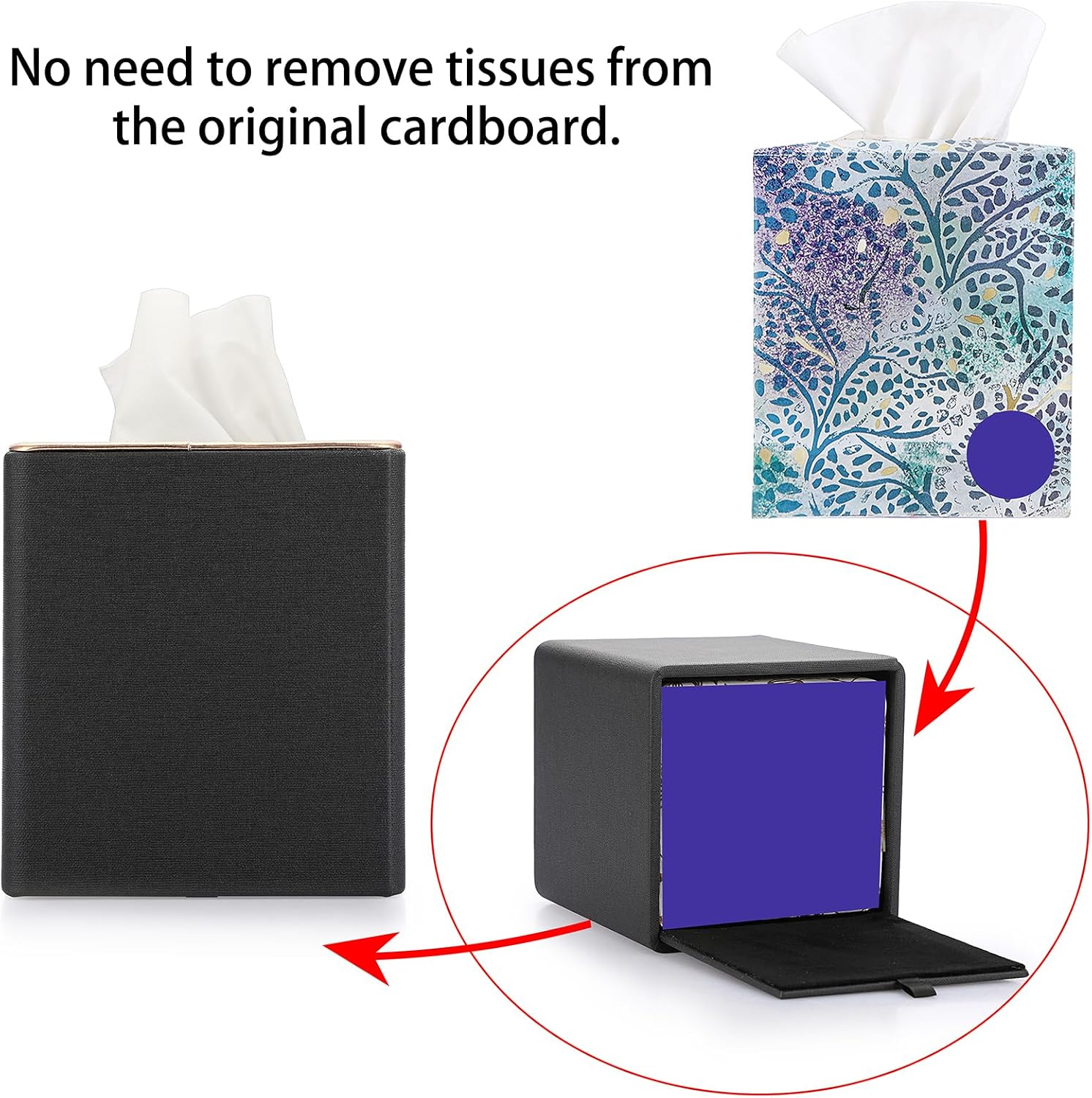 Linen Tissue Box Cover Square Magnetic Bottom Tissue Box Holder ...